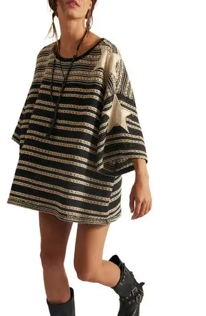 Free People Oversized Crochet T-shirt With Star Appliqués