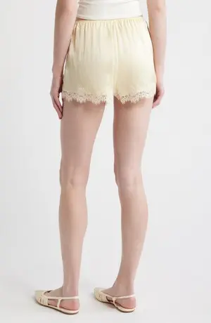 DÔEN Iona Lace-trimmed Silk Satin Shorts - Gateau