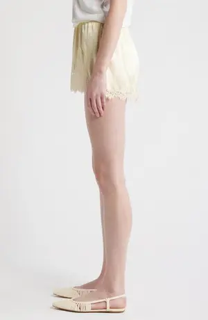 DÔEN Iona Lace-trimmed Silk Satin Shorts - Gateau