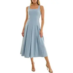 SOCIALITE Pleated Sleeveless Midi Fit-and-flare Dress