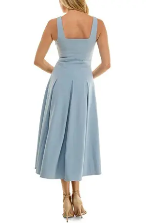 SOCIALITE Pleated Sleeveless Midi Fit-and-flare Dress