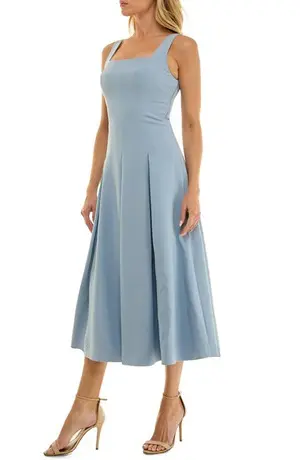 SOCIALITE Pleated Sleeveless Midi Fit-and-flare Dress