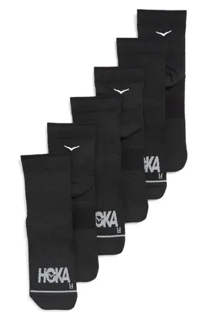 HOKA 3-pack Running Quarter Socks - Black/black/black