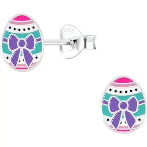 MIA BELLE GIRLS Sterling Silver Easter Egg Stud Earrings - Metallic Silver