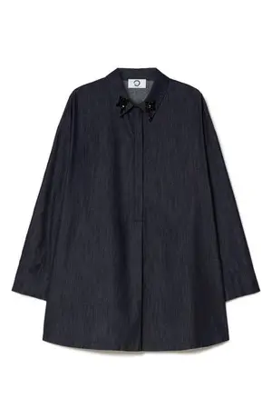 Marina Rinaldi Abile Beaded Collar Denim Jacket