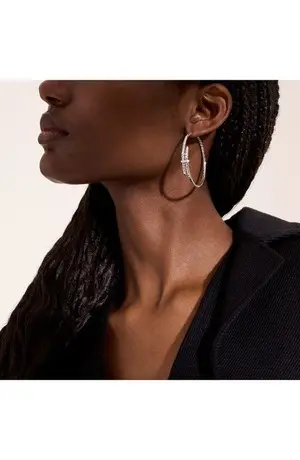 John Hardy Spear Hoop Earrings With Diamonds - Silver