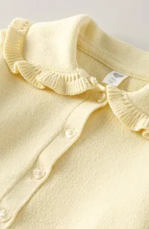 Nordstrom Ruffled Collar Cotton Cardigan - Yellow Pastel