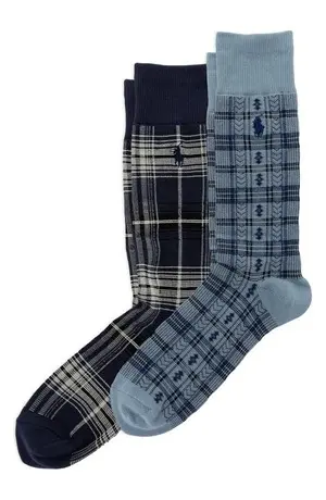 Polo Ralph Lauren Assorted 2-pack Plaid Dress Socks - Blue