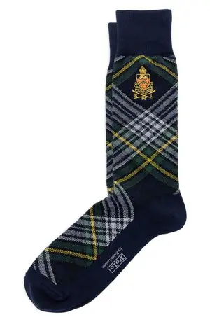 Polo Ralph Lauren Crest Gordon Tartan Dress Socks - Navy