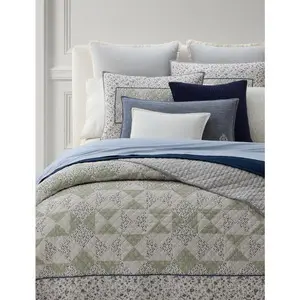 Ralph Lauren Lidia Geometric & Floral Reversible Cotton Quilt - Sage Multi