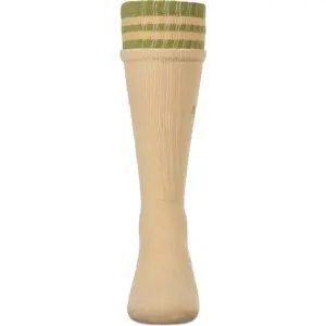 MEMOI Ribbed Heart And Stripes Knee Socks - Tan