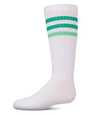 MEMOI Two-tone Varsity Stripe Knee High Socks - Green