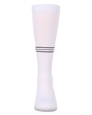 MEMOI Stretch Multi Stripe Graphic Knee Socks - White