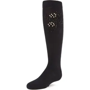 MEMOI Jewel Mosaic Knee High Socks - Black