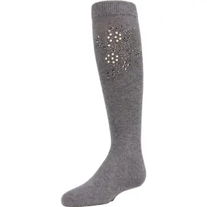 MEMOI Jewel Mosaic Knee High Socks - Medium Gray