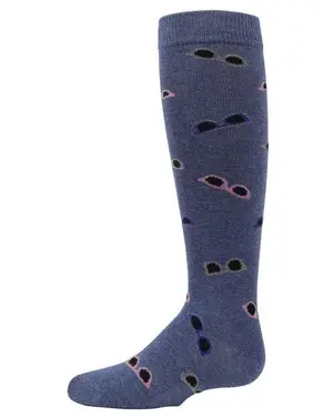 MEMOI Glitzy Sunglasses Knee-High Socks Denim
