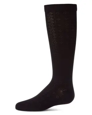 MEMOI Diamond Patterned Knee High Socks - Black