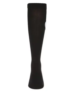 MEMOI Fuzzy Heart Knee-high Socks - Black