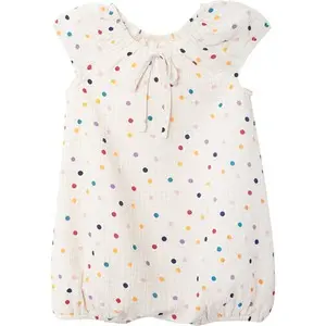 MABEL + HONEY Polka Dot Cap Sleeve Romper - Dots/ Beige