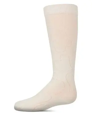 MEMOI Heart Design Knee Socks - Winter White