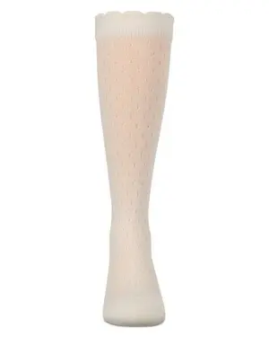 MEMOI Pointelle Knee High Socks - Winter White