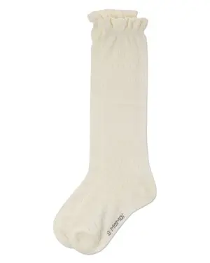 MEMOI Pointelle Knee High Socks - Winter White