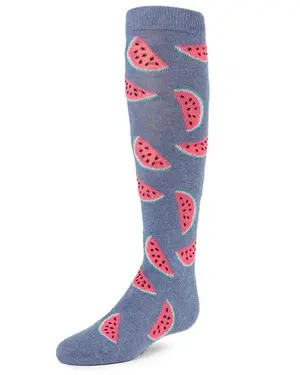 MEMOI Watermelon Patterned Knee-high Socks - Denim