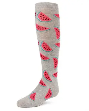 MEMOI Watermelon Patterned Knee-high Socks - Light Gray