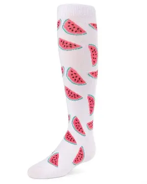 MEMOI Watermelon Patterned Knee-high Socks - White