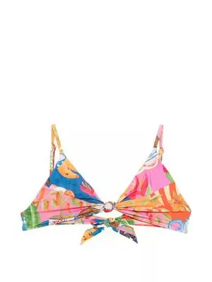 Farm Rio Graphic-print Bikini Top - Pink