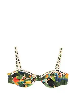 Farm Rio Bird-print Bikini Top - Green