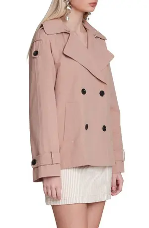Avec Les Filles Double-breasted Short Trench Coat - Biscuit