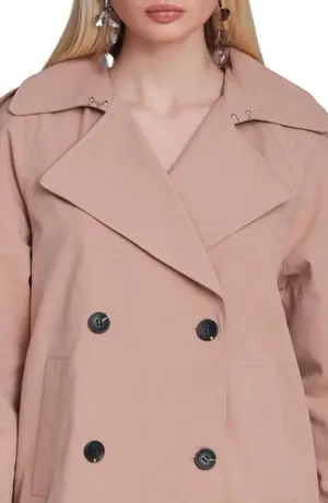Avec Les Filles Double-breasted Short Trench Coat - Biscuit