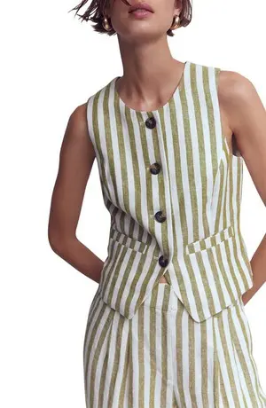 Boden Striped Linen Vest