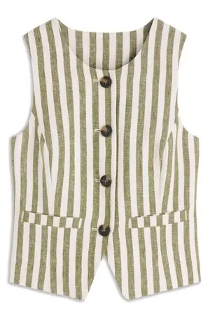 Boden Striped Linen Vest