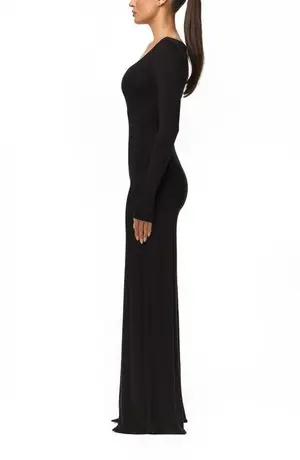 Naked Wardrobe Smooth Scoop Neck Long Sleeve Jumpsuit