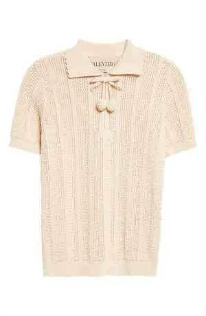 Valentino Garavani Open Knit Polo Sweater