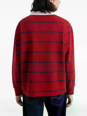 Sporty & Rich Striped Long-sleeve Polo Shirt - Red