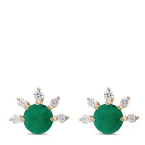 Benbridge Round Emerald And Diamond Stud Earrings - Green