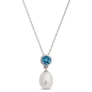 Benbridge Pearl And Topaz Pendant Necklace - Blue