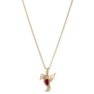 Benbridge Pear Shaped Ruby Bird Pendant Necklace - Red