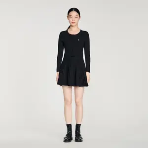 Sandro Pleated Knit Mini Dress