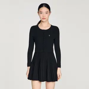 Sandro Pleated Knit Mini Dress