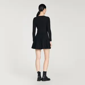 Sandro Pleated Knit Mini Dress