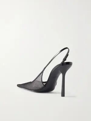 Victoria Beckham Leather-trimmed Mesh Slingback Pumps