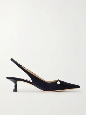 JIMMY CHOO Amita 45 Suede Slingback Pumps - Blue