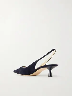 JIMMY CHOO Amita 45 Suede Slingback Pumps - Blue