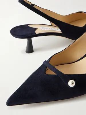 JIMMY CHOO Amita 45 Suede Slingback Pumps - Blue