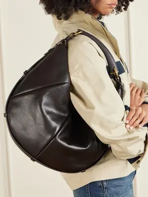 Saint Laurent Mombasa Paneled Leather Shoulder Bag - Brown