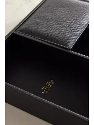 Smythson Panama Textured-leather Valet Tray